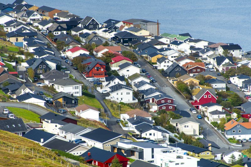 Town of Klaksvik stock photo. Image of scenic, nature - 383594942