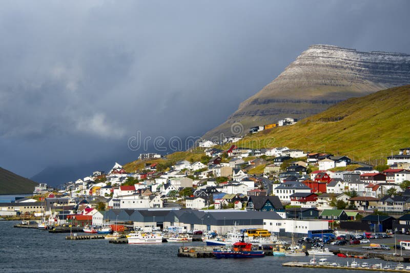 Town of Klaksvik stock image. Image of tourist, scenic - 355435695