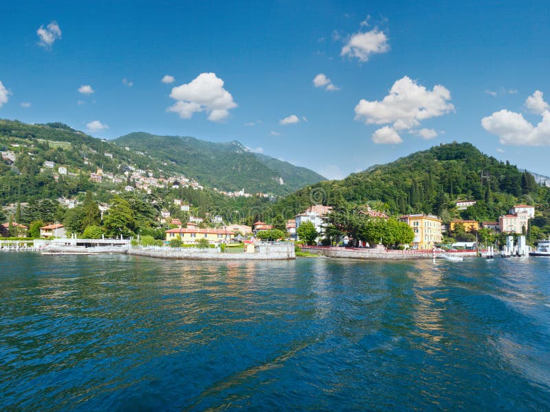 Town on Lake Como Summer Coast (Italy) Stock Photo - Image of mountain ...