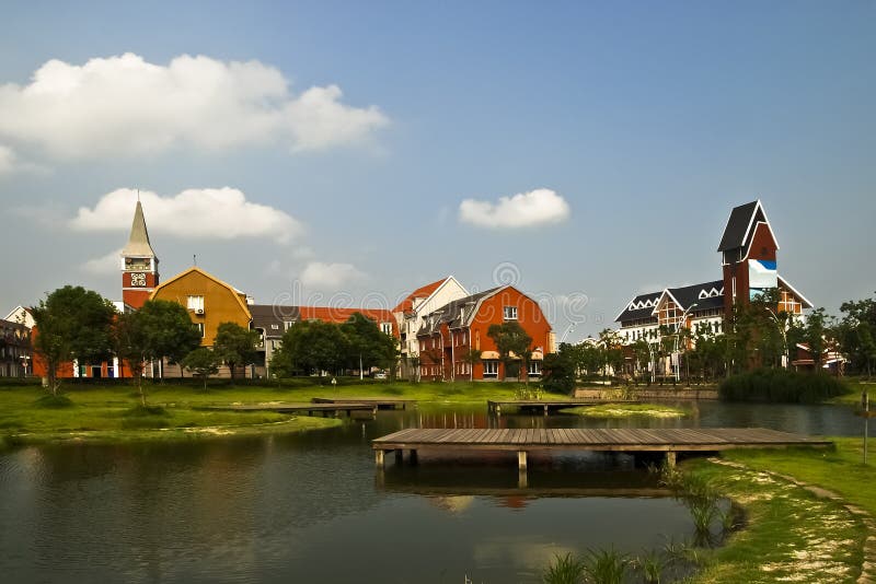 Town landscape stock photo. Image of tree, picturesque - 31326202