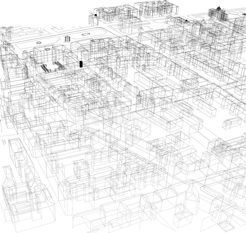 Town lines one stock vector. Illustration of roof, business - 104014503