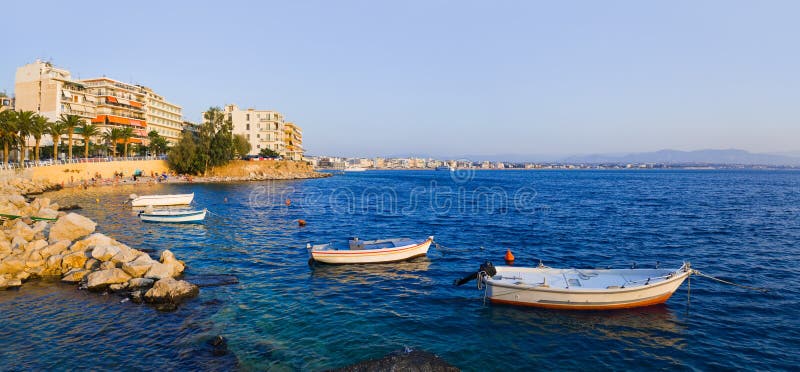 Town Loutraki in Greece stock image. Image of street - 22436913