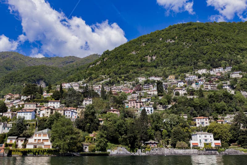 Town Moltrasio on Lake Como in Italy Stock Photo - Image of shore ...