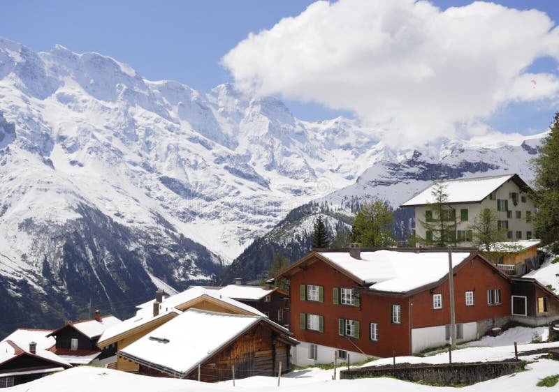 Town of Murren in Swiss Alps Stock Image - Image of remote, swiss: 3764851