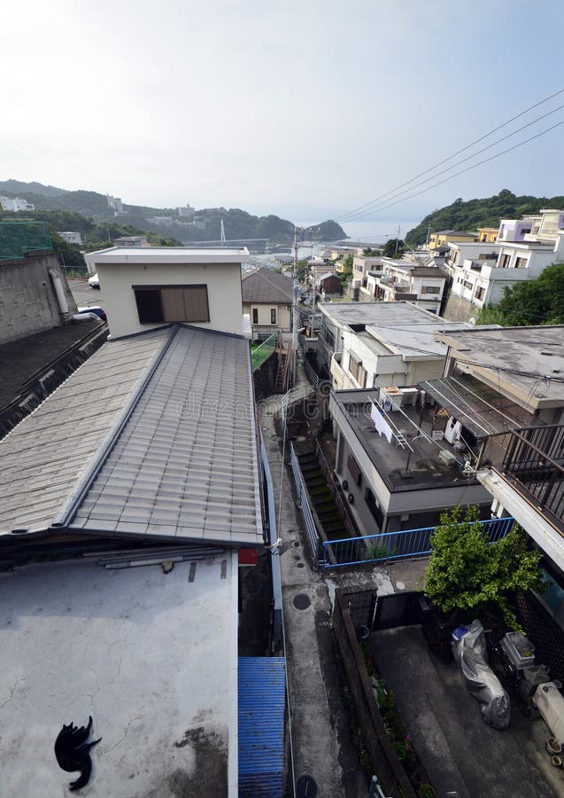 Town with an Ocean View from Top Stock Image - Image of city, view ...