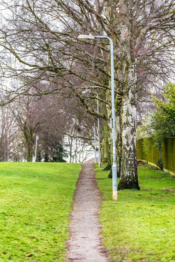 Town Park Pedestrian Footpath with Lamp Stands in Daventry Town Centre ...