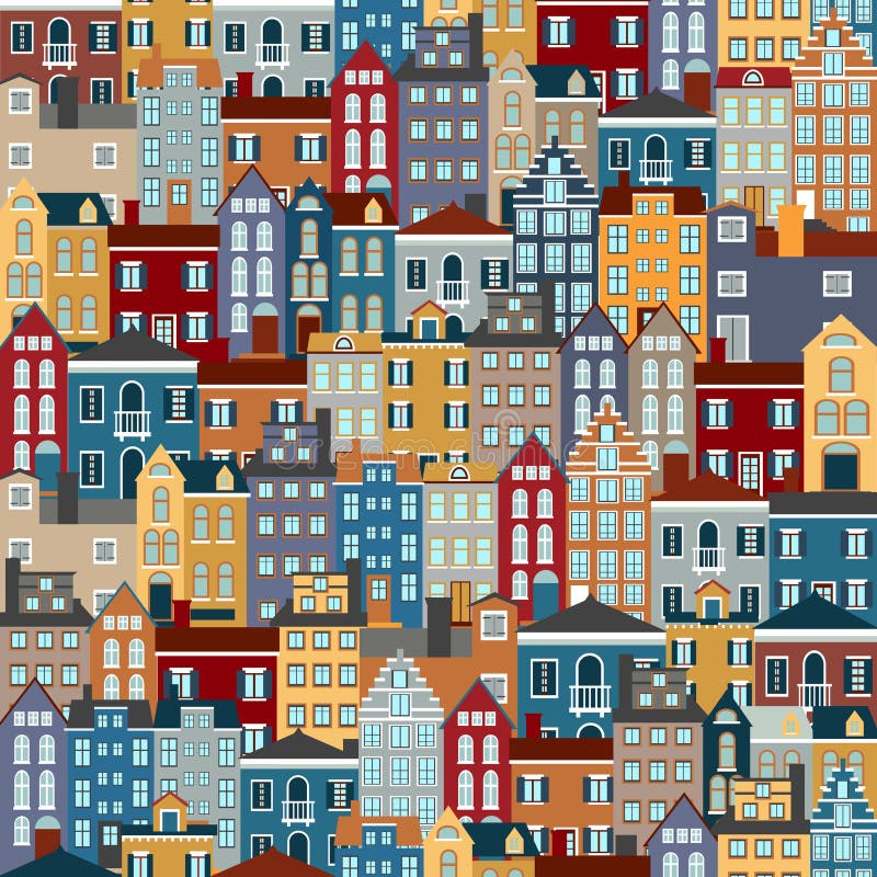 Town Pattern stock vector. Illustration of retro, brand - 264892172