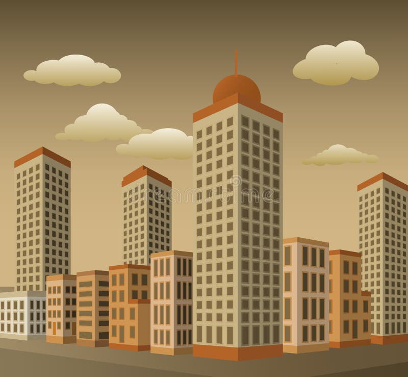 Town in Perspective stock vector. Illustration of morning - 27835706