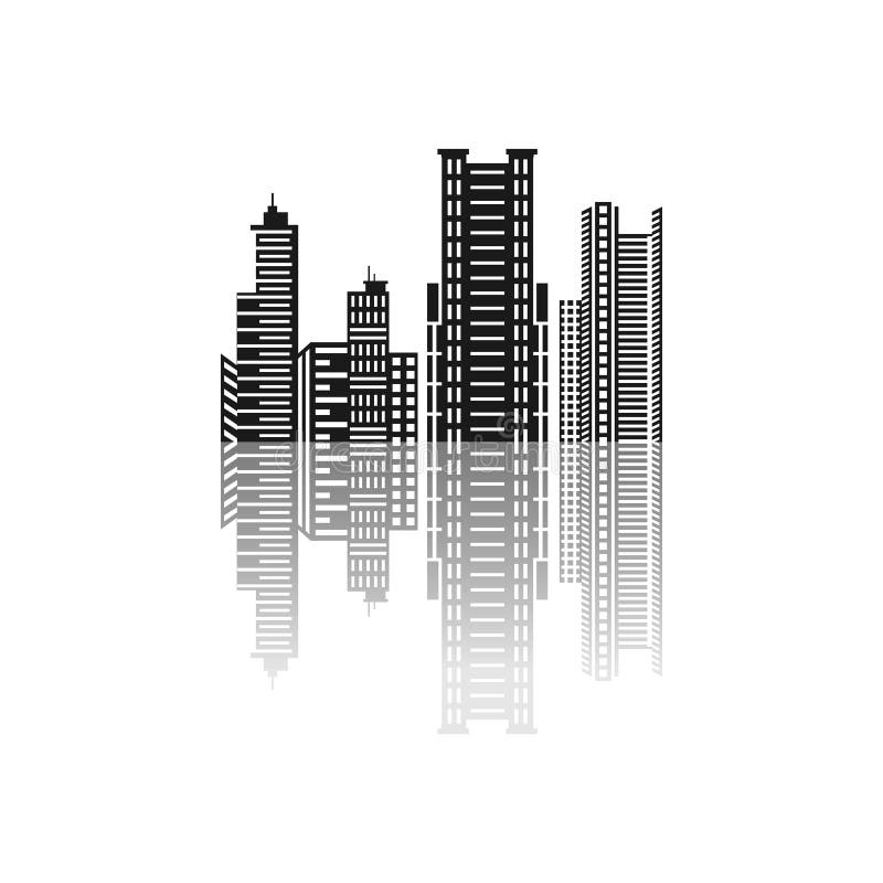 Town Real Estate Silhouette Building Design Stock Vector - Illustration ...