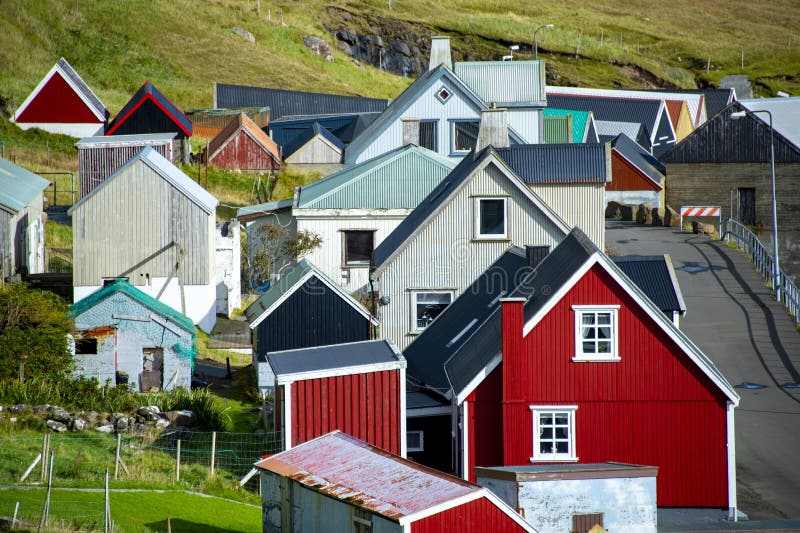 Town of Sandvik stock image. Image of outdoor, faroe - 374935481
