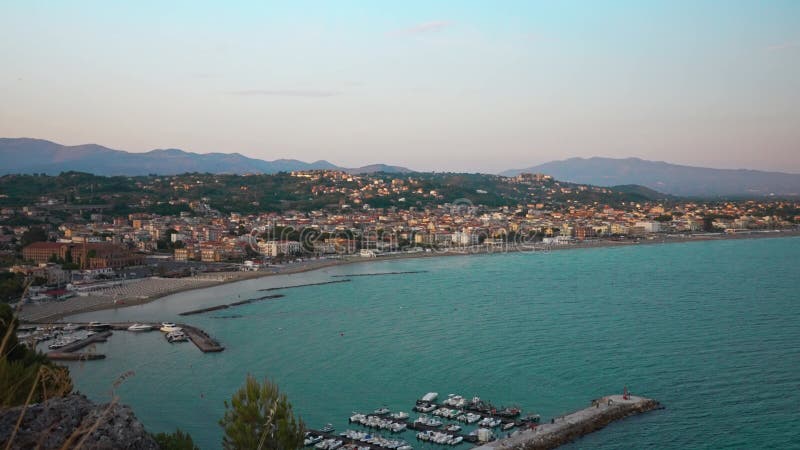 Town of Scauri in Italy. stock footage. Video of drone - 266110426