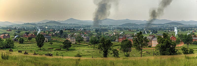 Town with Significant Smoke Emissions Stock Illustration - Illustration ...