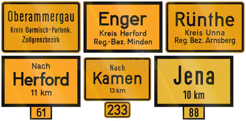 Town Signs in Germany stock illustration. Illustration of europe - 53769534