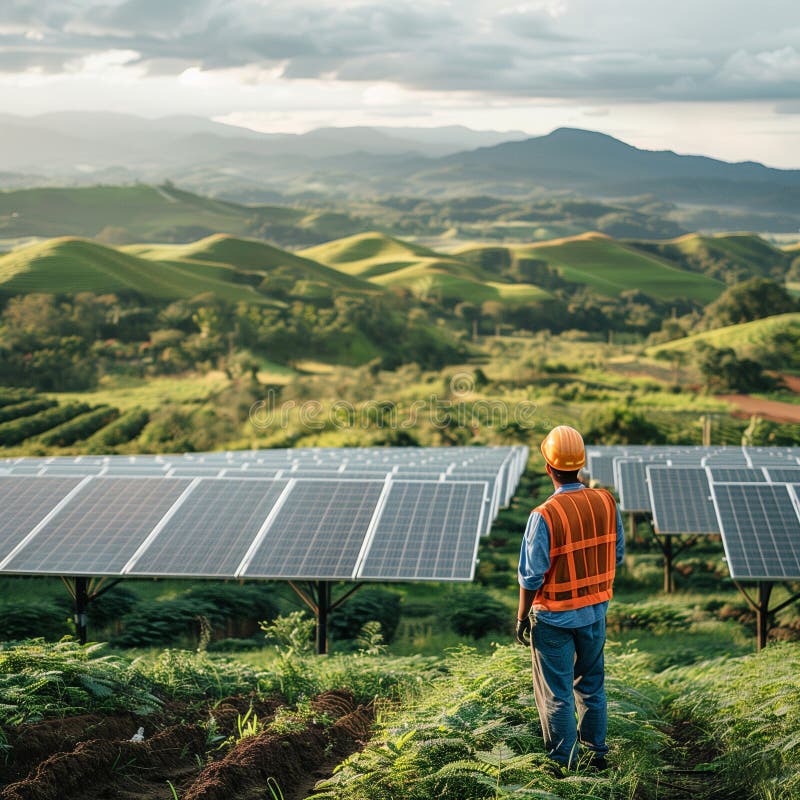Town with a Solar Panel and Windmills Energy.Investments in Sustainable ...