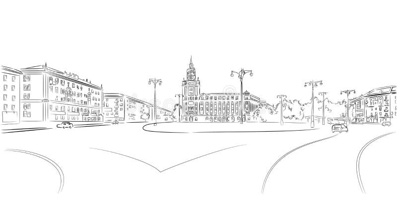 The Sketch Of Old Town Square Of Prague Stock Illustration ...