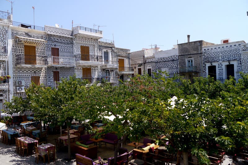 Town Square in Pyrgi, Greece Stock Image - Image of pattern, greek ...