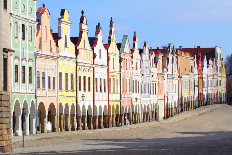 Town square in Telc stock image. Image of bohemia, historic - 29679425