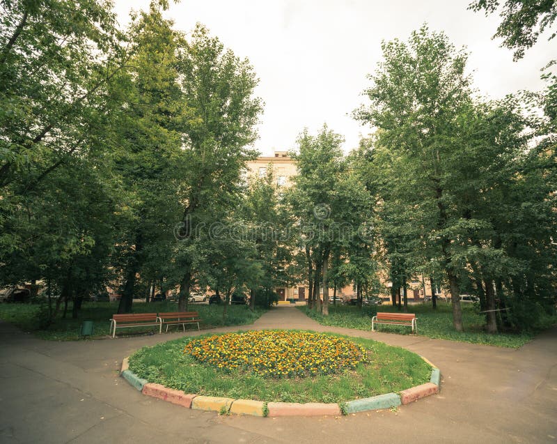 Town square stock image. Image of retro, details, landscaping - 63415119