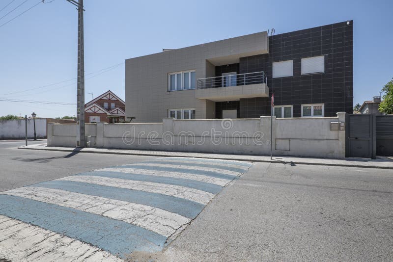 A Town Street with a Zebra Crossing with Elevation and in the ...