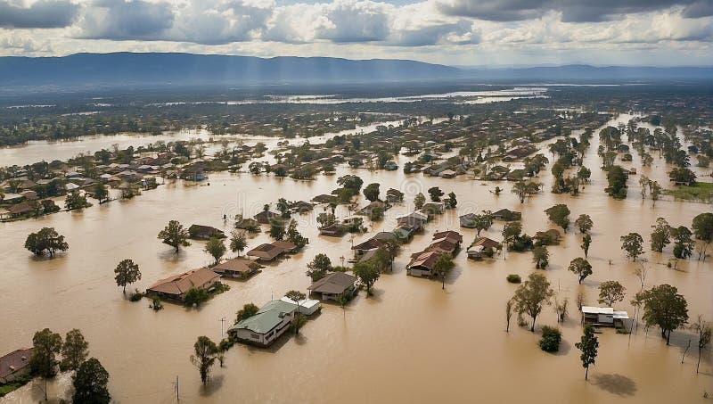 A Town Suffers Flooding after Prolonged Heavy Rainfall. AI Generated ...