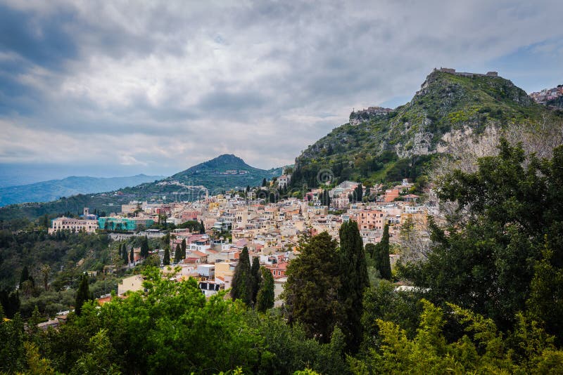 The town Taormina 1 stock image. Image of coast, architecture - 172067545