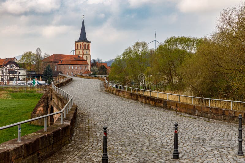 Town of Vacha with the Historic Bridge Stock Photo - Image of curtain ...