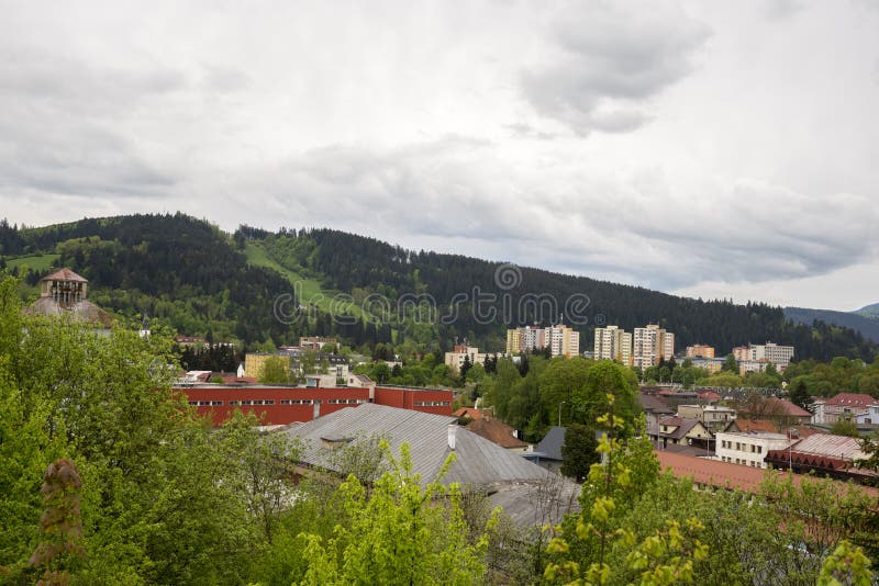 Town in the Valley in the Spring. Houses and Apartment Building in the ...
