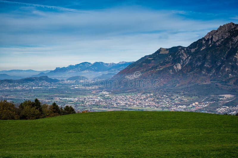 A Town in the Valley Surrounded by Mountains Stock Image - Image of ...