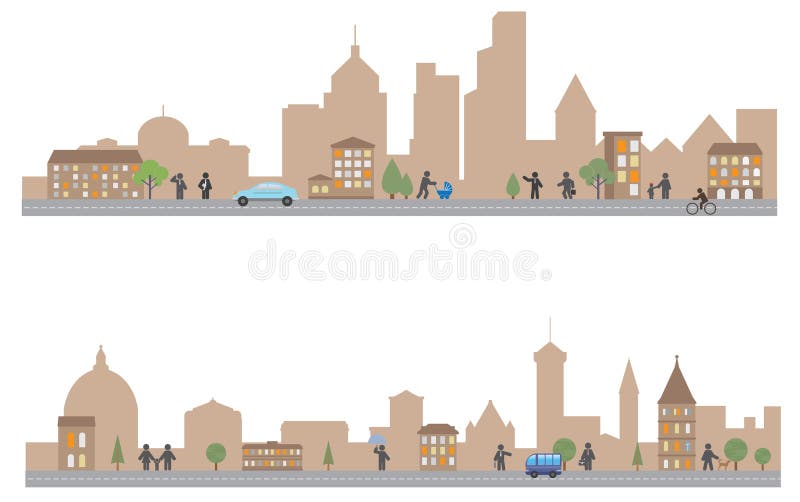 Town stock vector. Illustration of buildings, clear, nature - 34040935