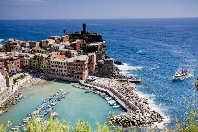 Town of Vernazza stock photo. Image of cinque, ocean, harbour - 6371204