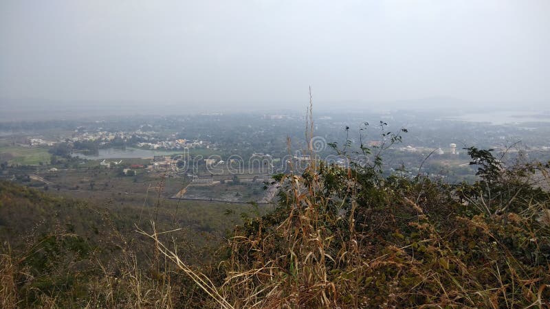 Town view from hill top. stock photo. Image of season - 166736738