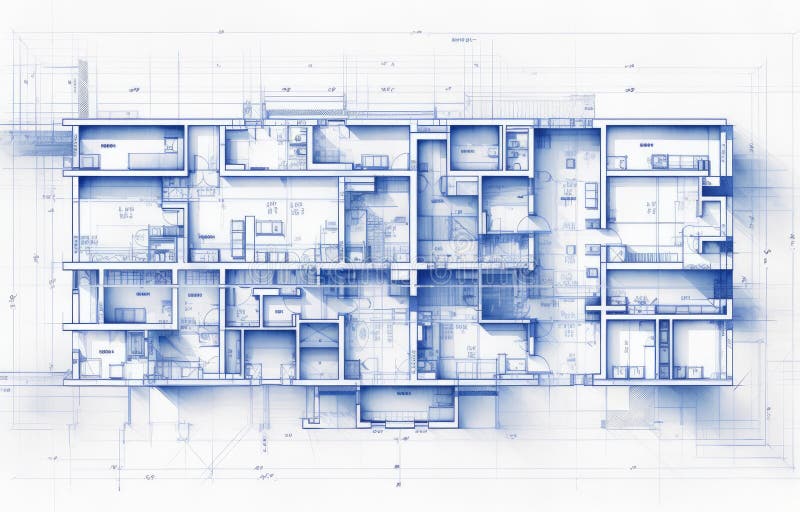 Townhouse Building Detailed Architectural Technical Drawing Stock ...