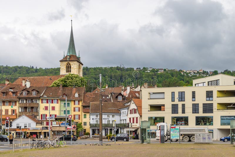 Townscape of Biel Bienne in Switzerland Editorial Photo - Image of ...