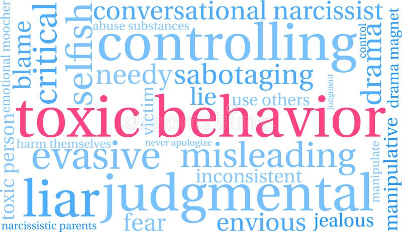 Toxic Behavior Word Cloud stock illustration. Illustration of evasive ...