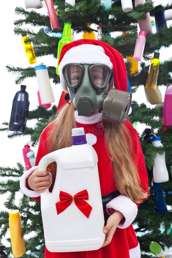 Sad Santa with Gas Mask - Environmental Concept Stock Image - Image of ...