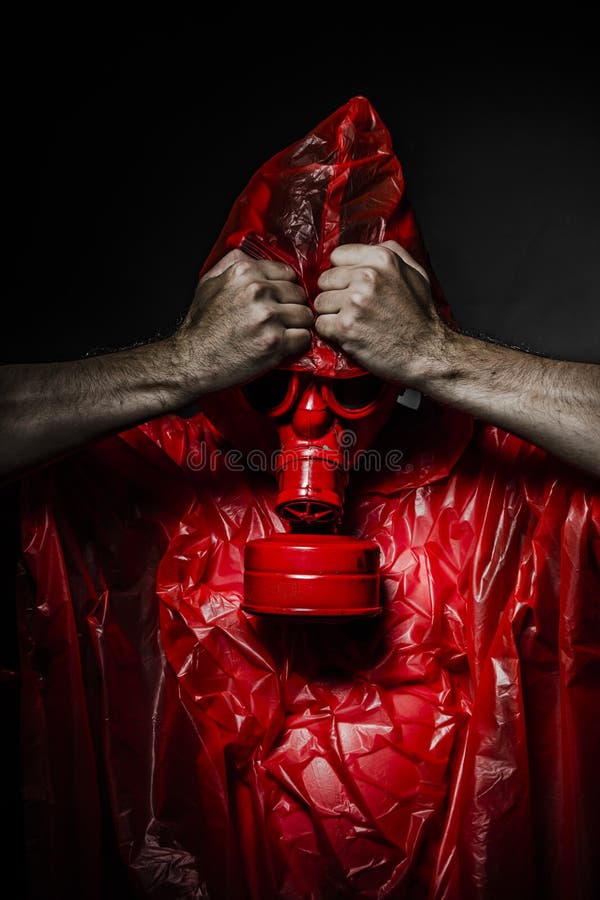 Toxic Concept, Man with Red Gas Mask. Stock Image - Image of chemical ...
