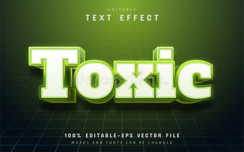 Toxic 3d Text Effect Editable Stock Vector - Illustration of lettering ...
