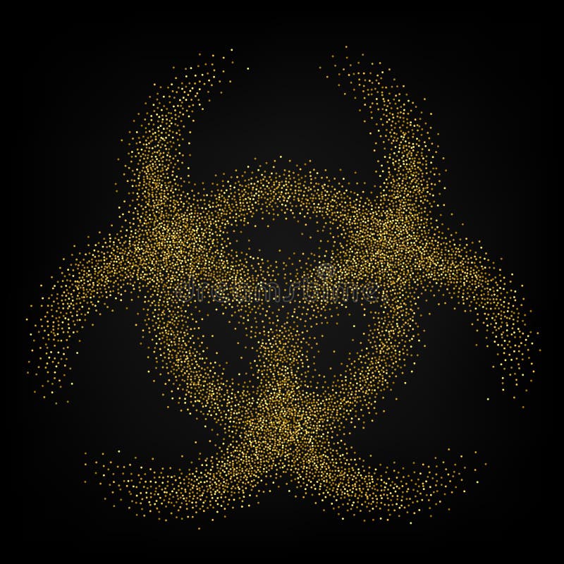 Toxic Element from Gold Glitter.Gold Dust Background on Black Stock ...