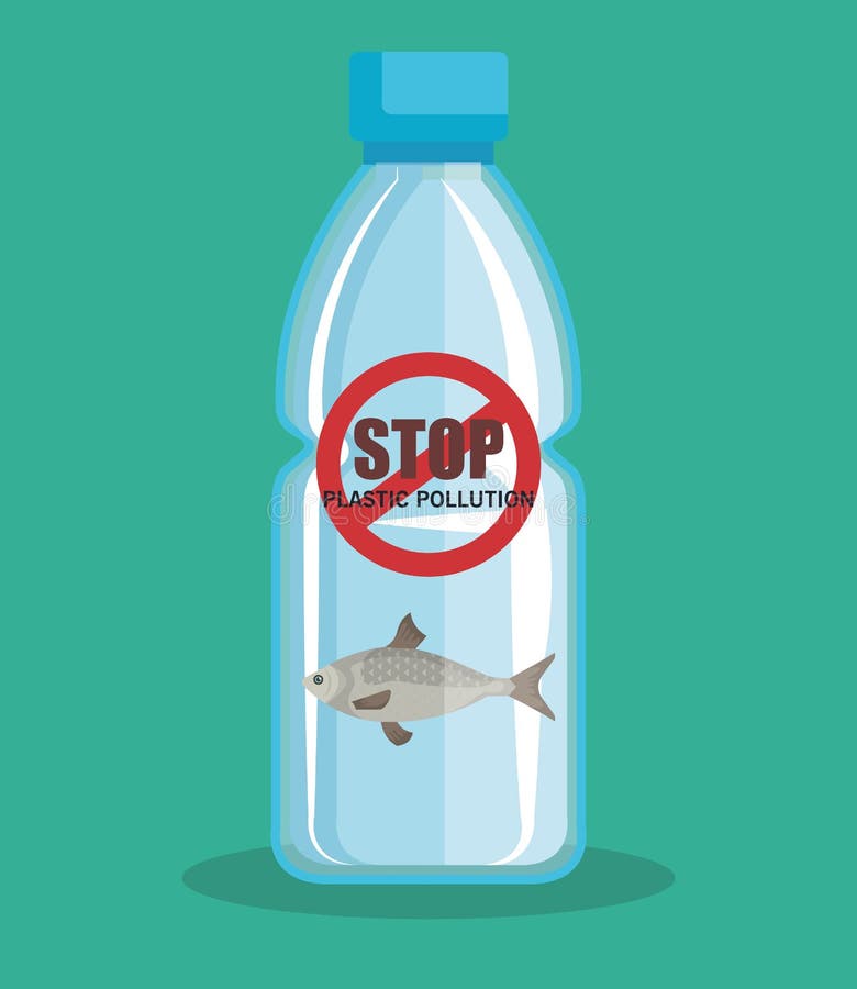 Toxic Plastic Bottle and Fish Contamination Stock Illustration ...