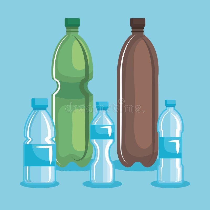 Set Plastic Bottles and Toxic Waste Pollution Stock Illustration ...