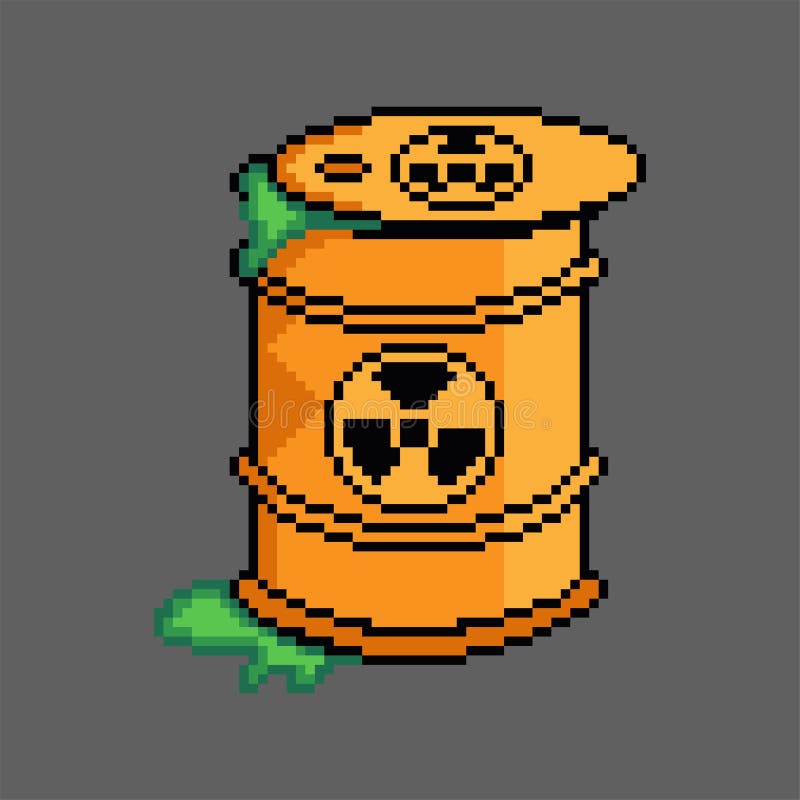 Toxic Radioactive Nuclear Waste Barrel Pixel Art for Games Stock Vector ...