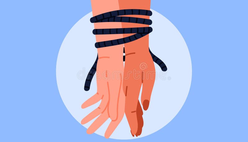 Toxic Relationship and Codependency, Hands of Husband and Wife Tied ...