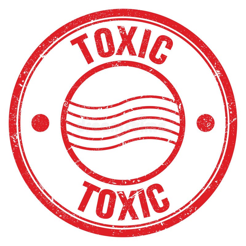 TOXIC Text Written on Red Round Postal Stamp Sign Stock Illustration ...