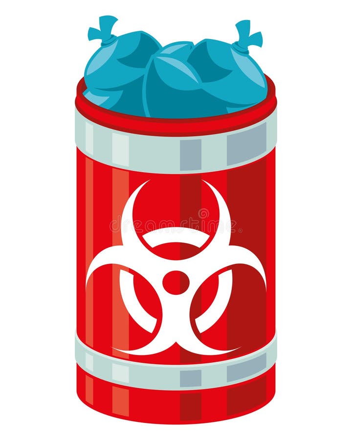 Toxic waste bin red stock vector. Illustration of biohazard - 299081924