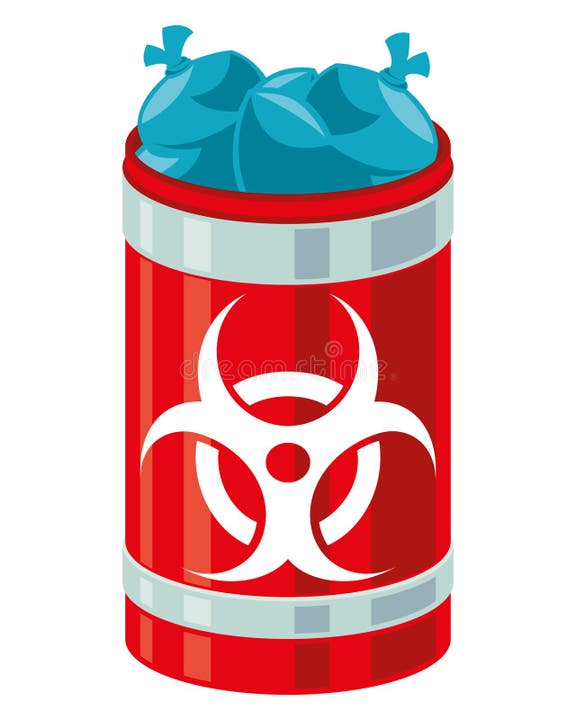 Toxic waste bin red stock vector. Illustration of biohazard - 299081924
