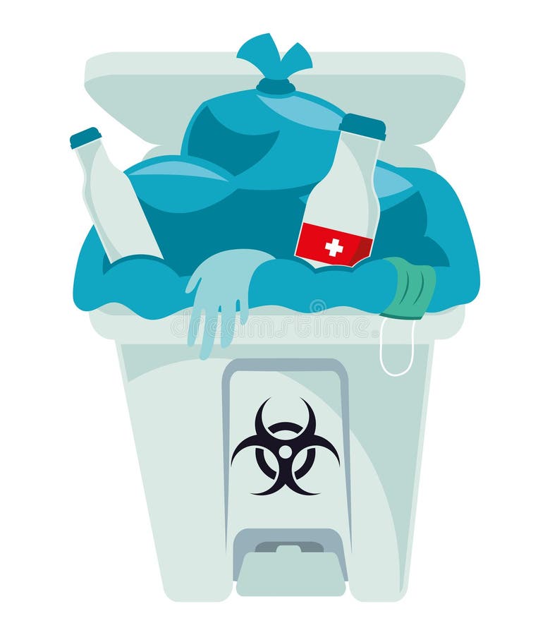 Toxic Waste Bin Yellow with Wheels Stock Vector - Illustration of ...