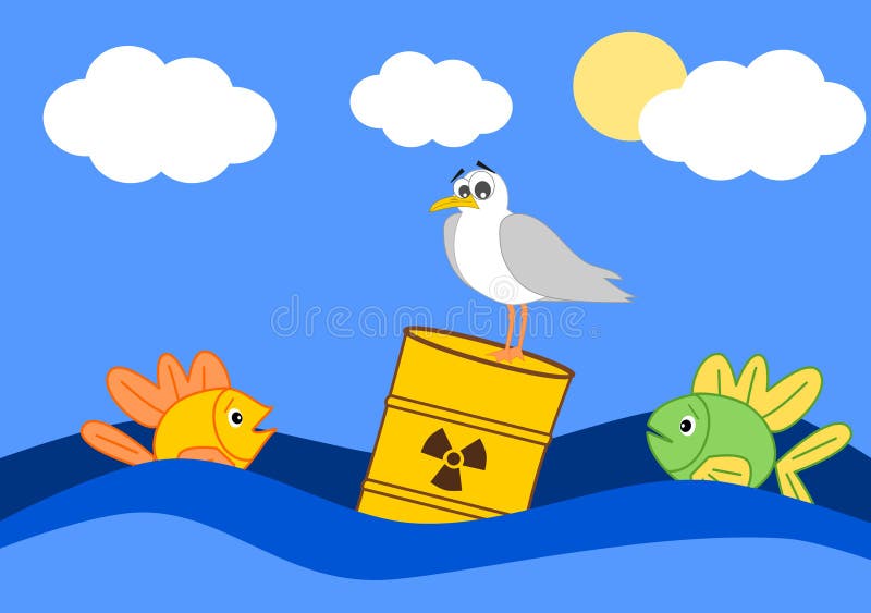Toxic Waste in the Ocean and the Afraid Fish Stock Illustration ...
