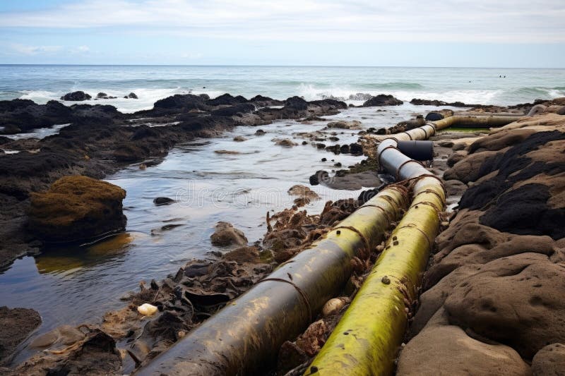 Toxic Waste Pipes Running into the Ocean Stock Photo - Image of ...