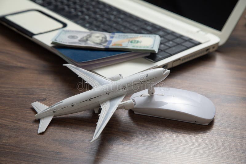 Toy Airplane with a Laptop Computer Stock Photo - Image of agency ...