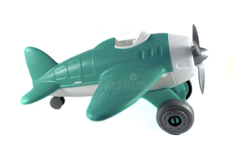Toy Airplane with a Propeller, on Wheels, without a Pilot, Side View ...